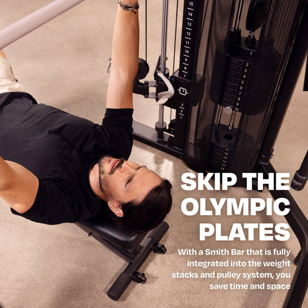 Centr 3 Home Gym Functional Trainer with Smith Bar & Dual 165 lb Stacks