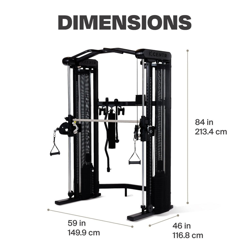 Centr 3 Home Gym Functional Trainer with Smith Bar & Dual 165 lb Stacks