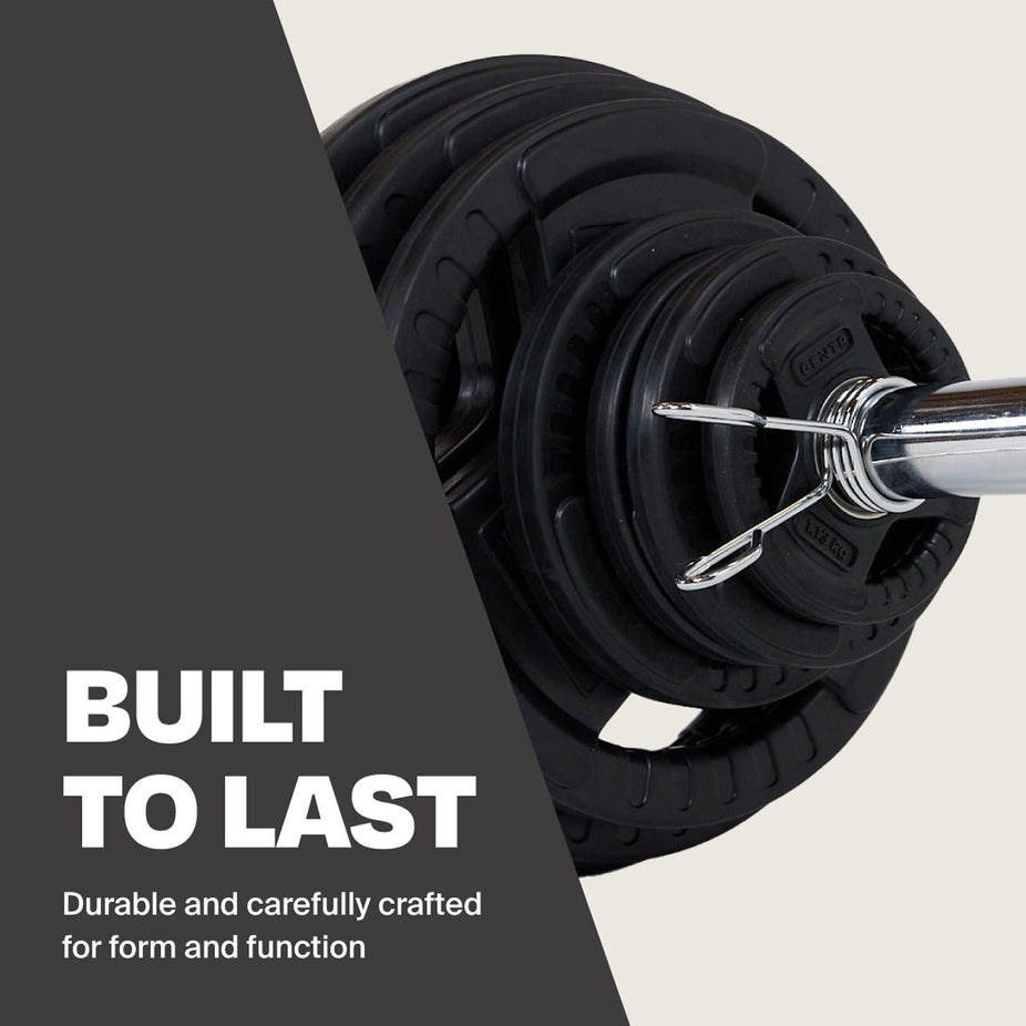 300 lb Weight Set with Barbell – Olympic Rubber Plates | Centr